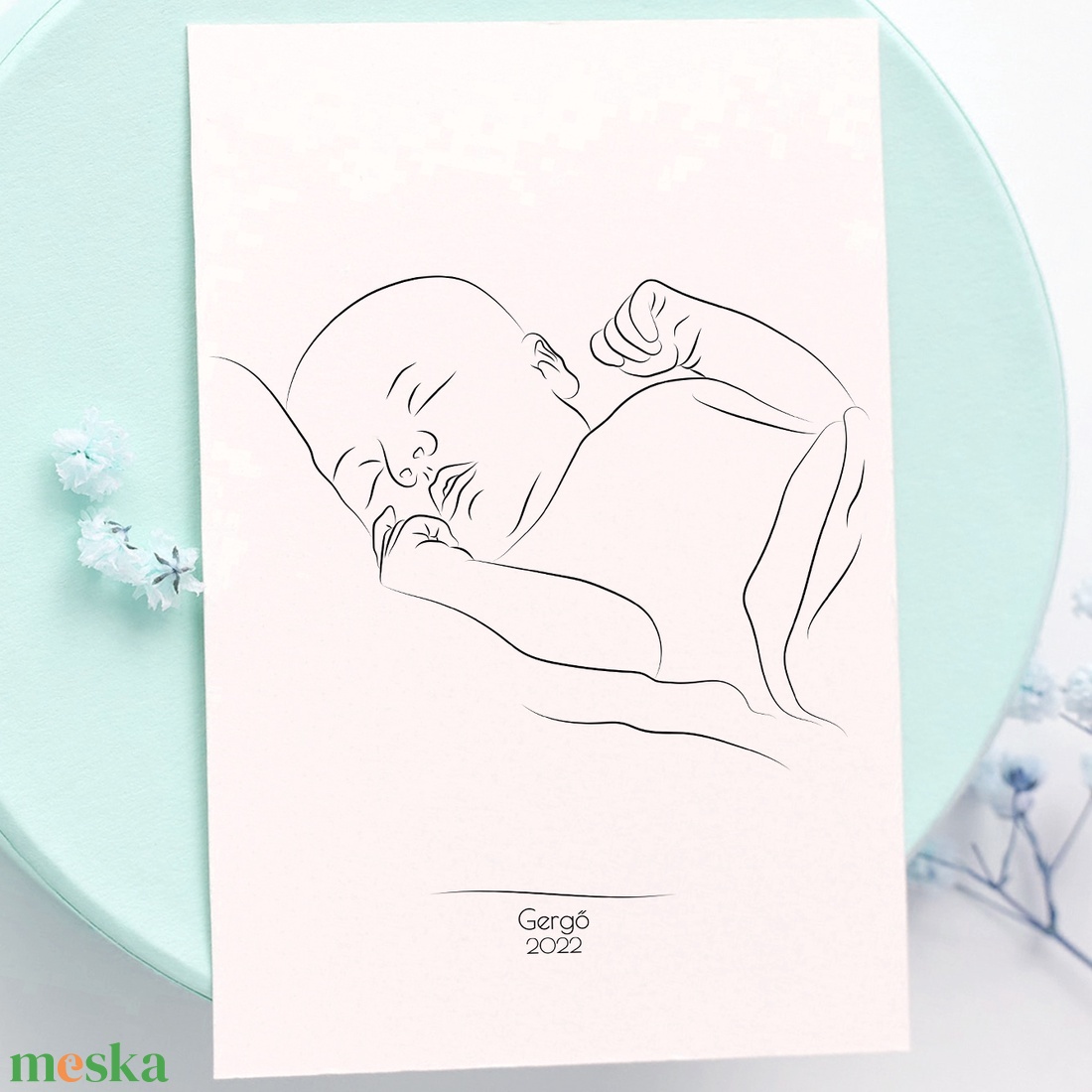 Vonalrajz kisbabádról - minimalista letisztult dekoráció, babarajz ...