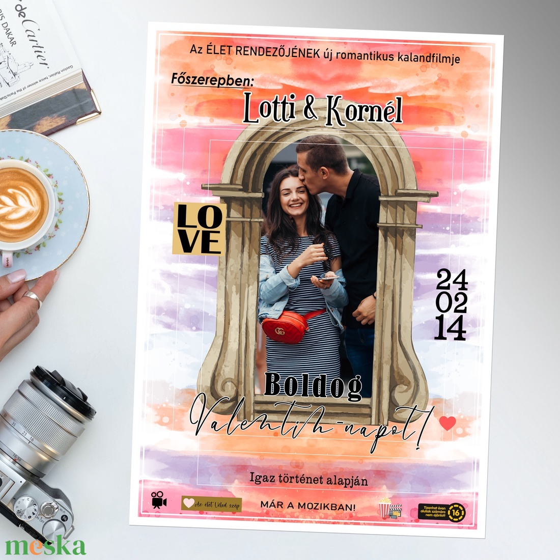 Romantikus mozi plakát grafika saját fotóddal A/4-es méretben ...