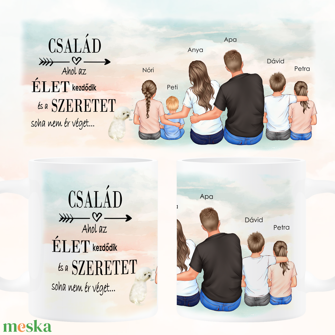 Egyedi bögre Anyának, Apának - Család, ahol az élet kezdődik és a ...