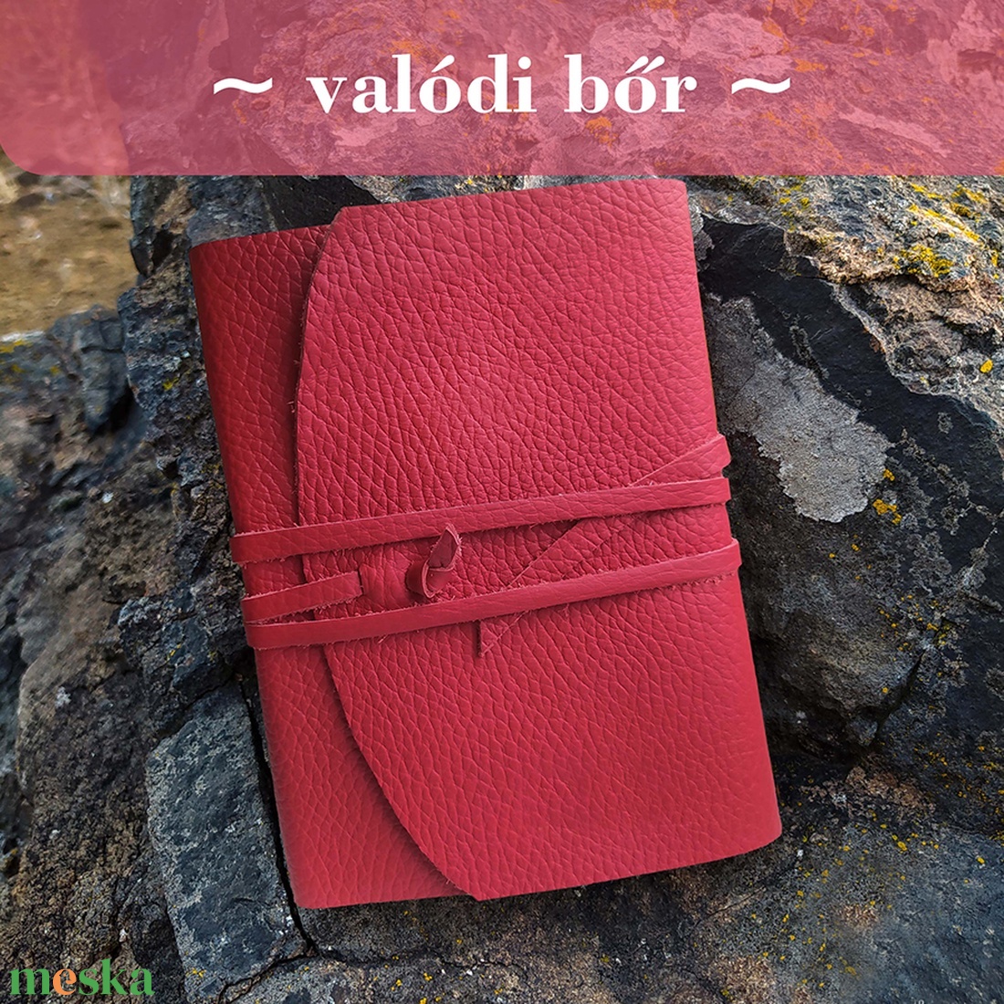 Piros bőr notesz, napló, tervező, jegyzetfüzet, rajzfüzet, utazási ...