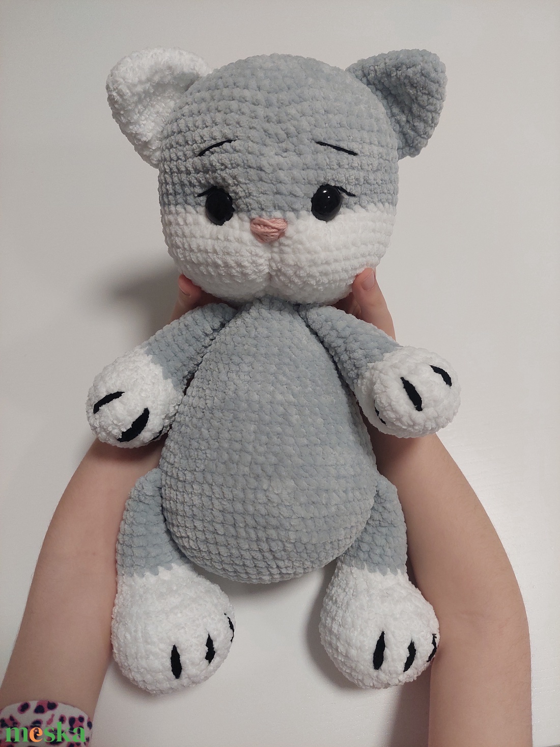 Horgolt cica plüss- Meska.hu