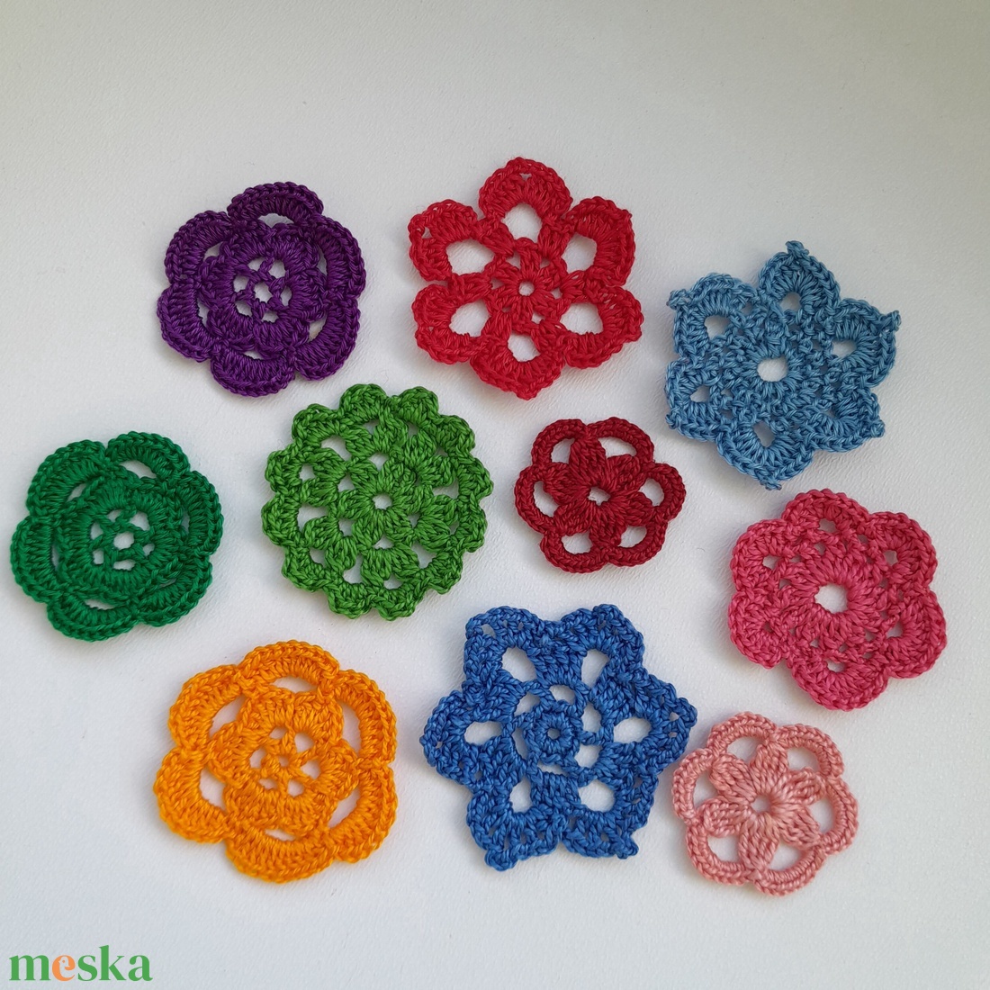 Horgolt virág csomag - 10 db / csomag- Meska.hu