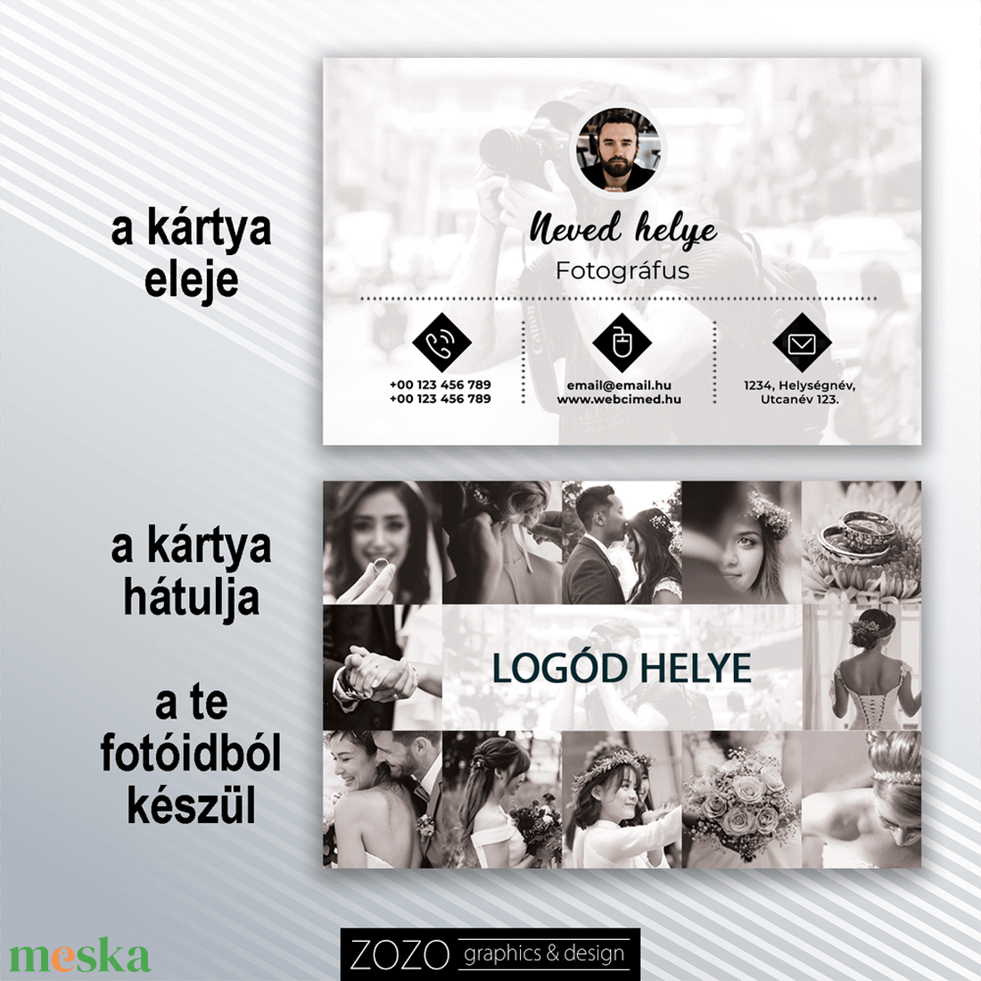 Fotós névjegykártya kétoldalas - fotográfus reklám marketing ...