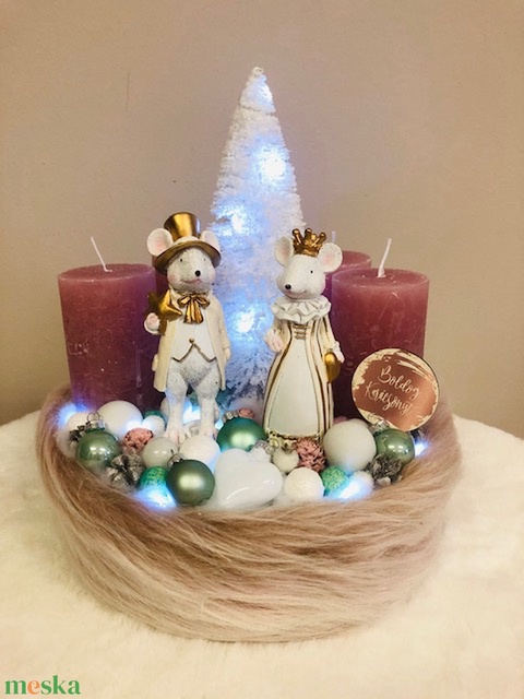 Egérke pár adventi asztaldísz - Meska.hu