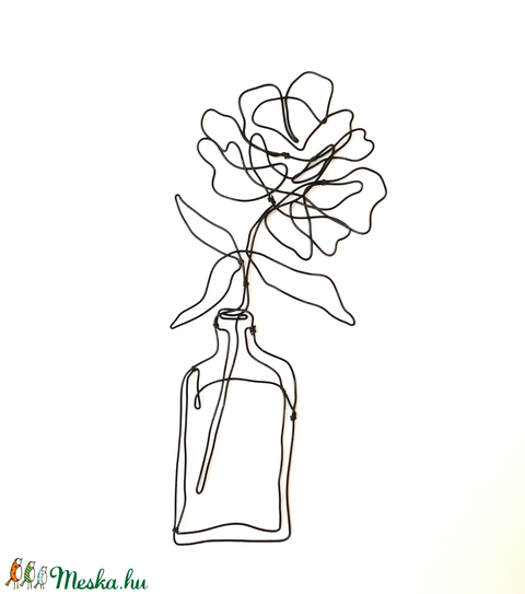 Virág vázában - fali dekoráció fémből / Vonalrajz életre keltve ...
