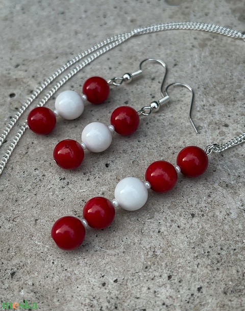 Korall és kagyló ékszerszett- Meska.hu