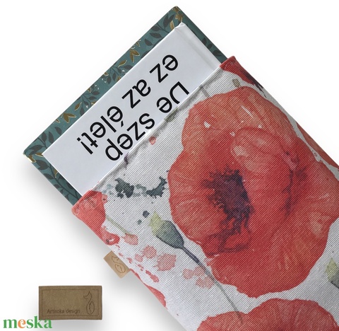 Pipacs virág mintás, romantikus könyvtok - Artiroka design- Meska.hu