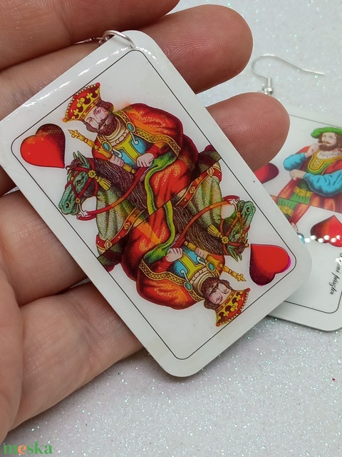 Magyar kártya fülbevaló - Meska.hu