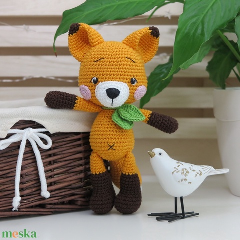 Horgolt Raindrop kis róka (narancs)- Meska.hu