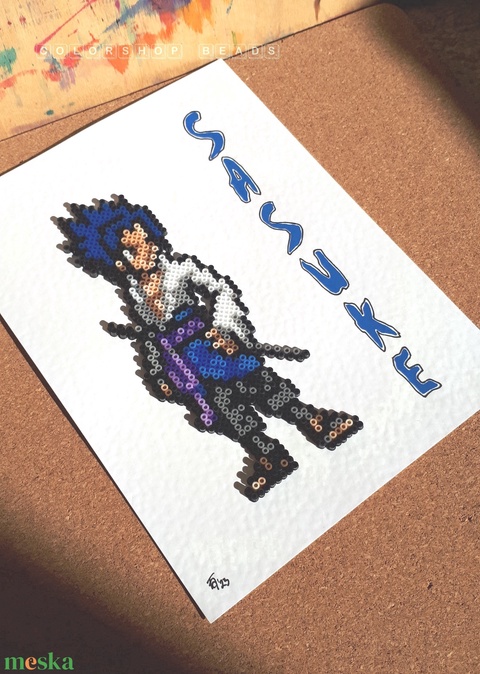 Sasuke (Naruto) pixel art kép- Meska.hu