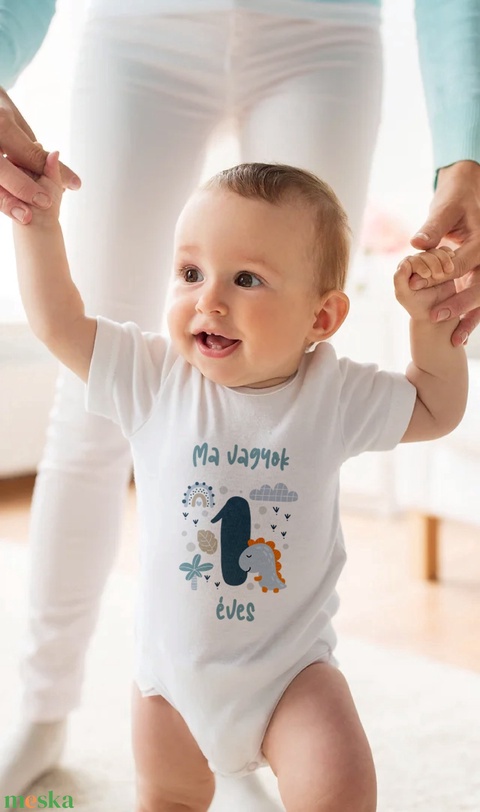 Ma vagyok 1 éves, feliratos, születésnapi baba body, Dinós baba body ...