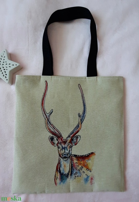 Szarvasos Vászon Táska - Meska.hu