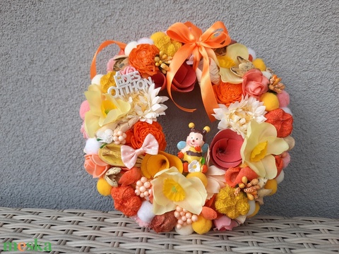 Ajtódísz 23cm virágos- Meska.hu