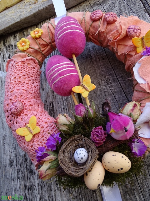 Romantikus TAVASZ - színes húsvéti-tavaszi madaras ajtódísz,koszorú ...