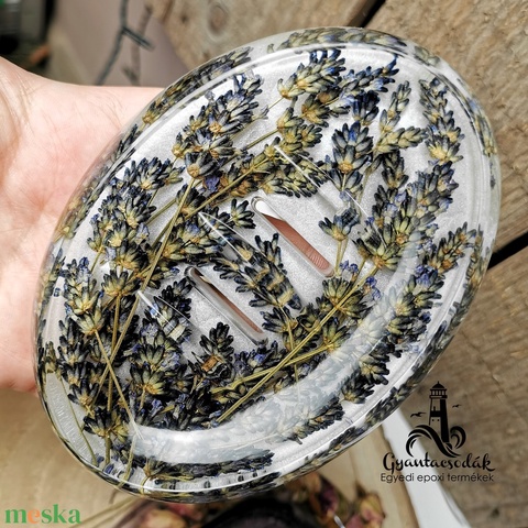 Levendulás szappantartó, Ovális - Epoxi, epoxy gyanta, műgyanta ...