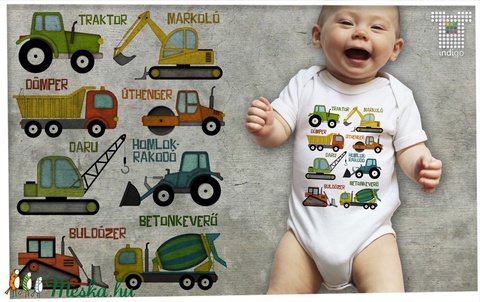 Munkagépek babaruhán- Meska.hu