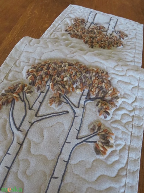 Egyedi asztalközép, őszi fa asztalterítő ebédlőasztala, nappali ...