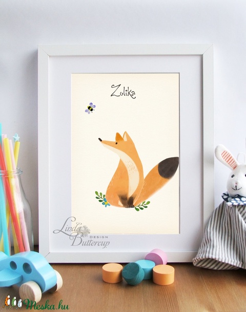 Babaszoba Falikép, Névre szóló, Róka festmény, Gyerekszoba kép ...