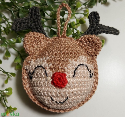 Horgolt Rudolf a Rénszarvas - Karácsonyfa - Dísz - Kulcstartó ...