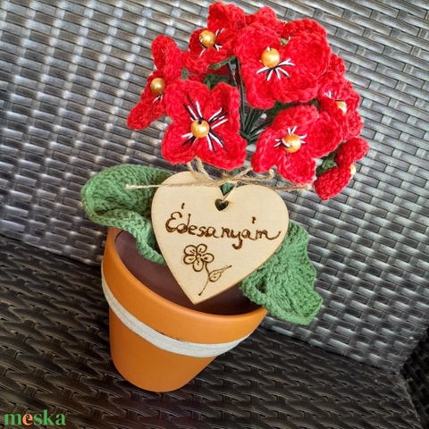 Horgolt Virág (Pelargonium )- Meska.hu