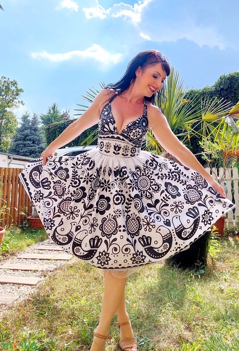 Pinup Rockabilly ruha népi kalocsai, matyó mintás - Meska.hu