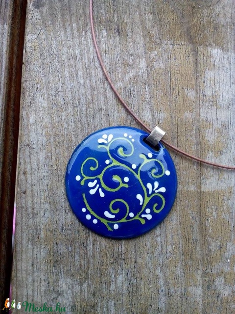 Kék diszkosz - tűzzománc medál- Meska.hu
