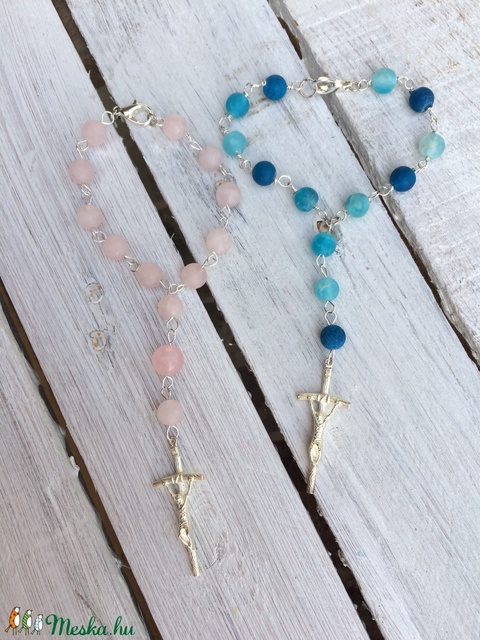 Rózsakvarc tizedelő rózsafüzér- Meska.hu