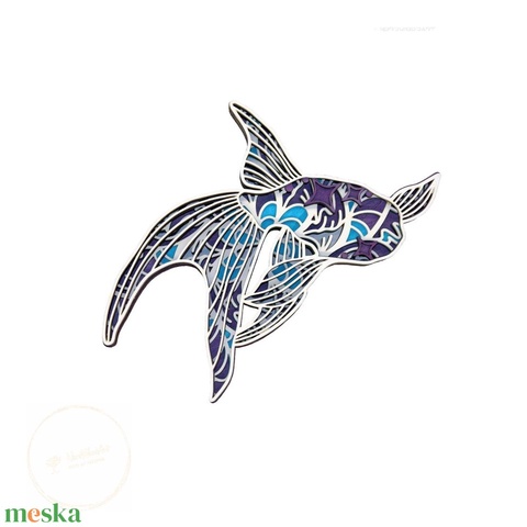 Fából készült 3D-s falikép bohóc hal formában- Meska.hu