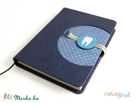 XL-es notesz/határidőnapló BORÍTÓ - kék-fehér pöttyös- Meska.hu