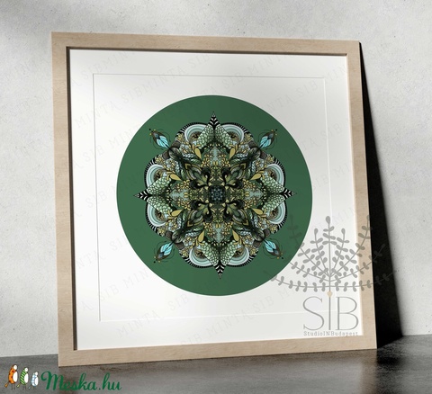 Mandala, Doodle mandala, Zentangle, Mandala rajz, Mandala print, zöld ...