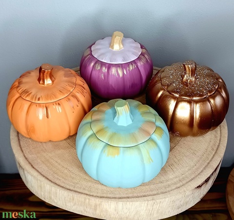 Festett, díszíthető gipsz tök kaspó tetővel - Meska.hu