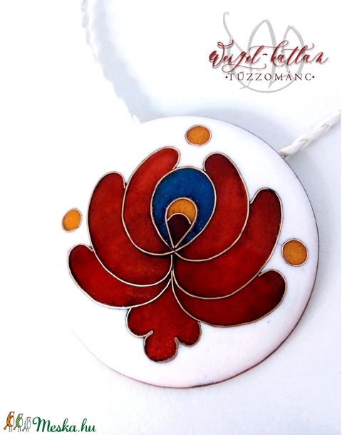 Tradition - Matyó rózsa tűzzománc medál- Meska.hu