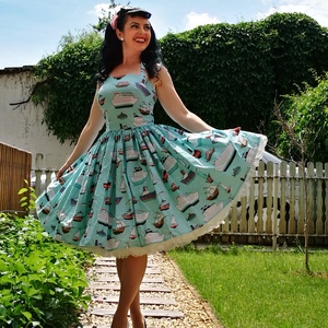 Pinup Rockabilly ruha, hajó mintás- Meska.hu