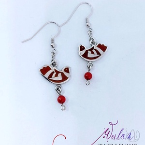 Tradició - Matyó - Rózsa ezüst tűzzománc medál, sötétkék- Meska.hu