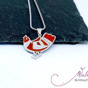 Tradició - Matyó - Rózsa ezüst tűzzománc medál, sötétkék- Meska.hu